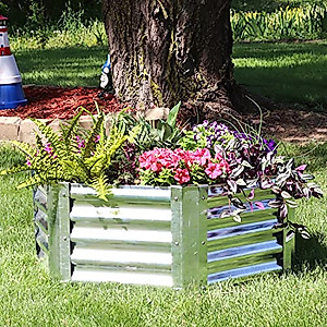 Sunnydaze 40" Hexagon Galvanized Steel Raised Garden Bed Kit - Outdoor Metal Planter for Plants and Vegetables - Silver