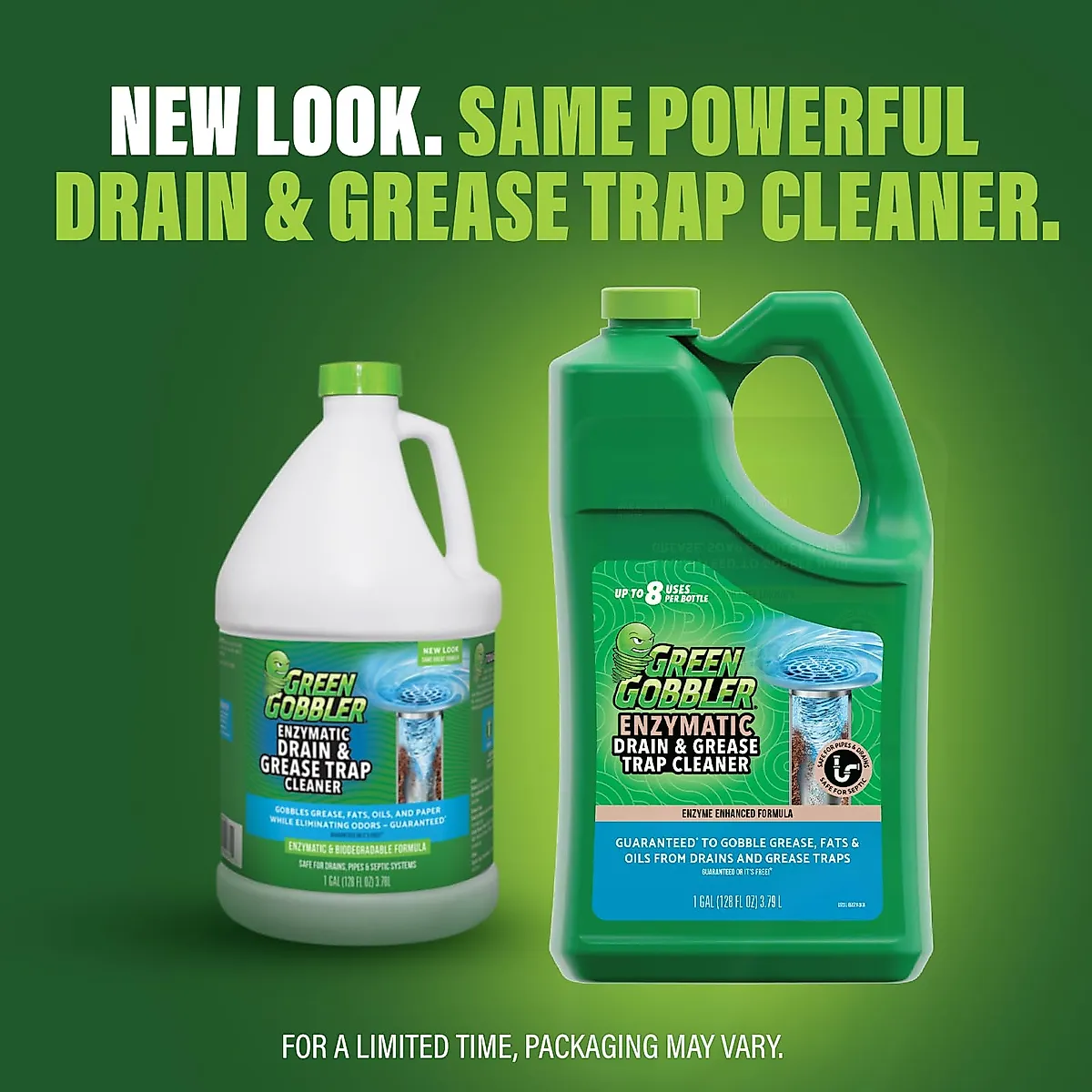 Green Gobbler ENZYMES for Grease Trap & Sewer - Controls Foul Odors & Breaks Down Grease, Paper, Fat & Oil in Sewer Lines, Septic Tanks & Grease Traps (1 Gallon)