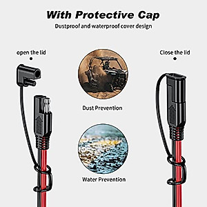 Kewig SAE Extension Cable 16AWG SAE to SAE Extension Cable Quick Disconnect Wire Harness SAE Connector for Solar Panel Battery Motorcycle Cars Tractor (13FT)