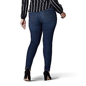 Lee Women's Plus Size Sculpting Slim Fit Skinny Leg Pull on Jean, Landslide, 18W Petite