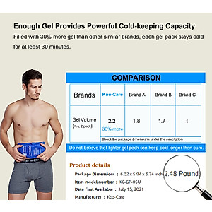 Koo-Care 2 Gel Ice Pack for Injuries Reusable Hot Cold Pack Wrap with Elastic Strap - 11" x 5.9" - Flexible Cold Compress for Head Shoulder Arm Elbow Wrist Back Knee Ankle - Pain Relief for Migraine