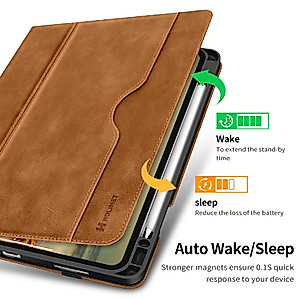 H HOLIMET Case for iPad Pro 12.9 2022 6th/5th/4th/3rd Generation 2021 2020 2018 with Pencil Holder Pocket Soft TPU Back Shockproof, Auto Sleep/Wake, Vegan Leather