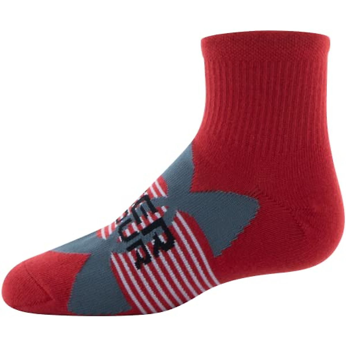 Under Armour Youth Essential Lite Quarter Socks, 6-Pairs , Red/Pitch Gray/Black , Small