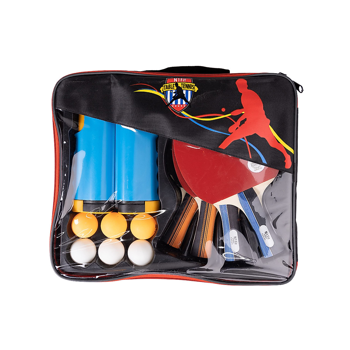 Game Point Portable Ping Pong Paddle Set – Indoor and Outdoor Table Tennis Game Set with Retractable Net, 4 Paddles, 6 Balls, and Carrying Case