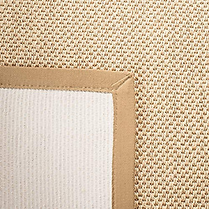 SAFAVIEH Natural Fiber Collection Area Rug - 9' x 12', Maize & Linen, Border Sisal Design, Easy Care, Ideal for High Traffic Areas in Living Room, Bedroom (NF141B)