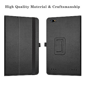LiuShan PU Leather Slim Folding Stand Cover Case for Sunshine T1 Elite/Foxx T8/Qlink Scepter 8/Sky Pad 8/NUU Tab 8/Sky Devices Elite OctaX/Sky Devices Elite T8 Plus/Xmobile X8/Sky Devices,Black