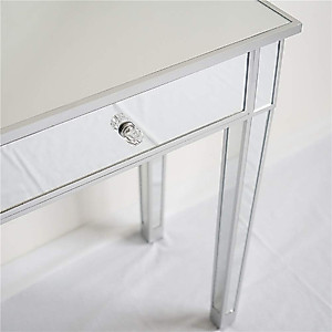 HomVent Mirrored Makeup Vanity Table for Women, Home Office Smooth Silver Finish Mirrored Console Table Writing Desk Mirrored Table Desk Modern Media Console Table with Drawers (2 Drawers)