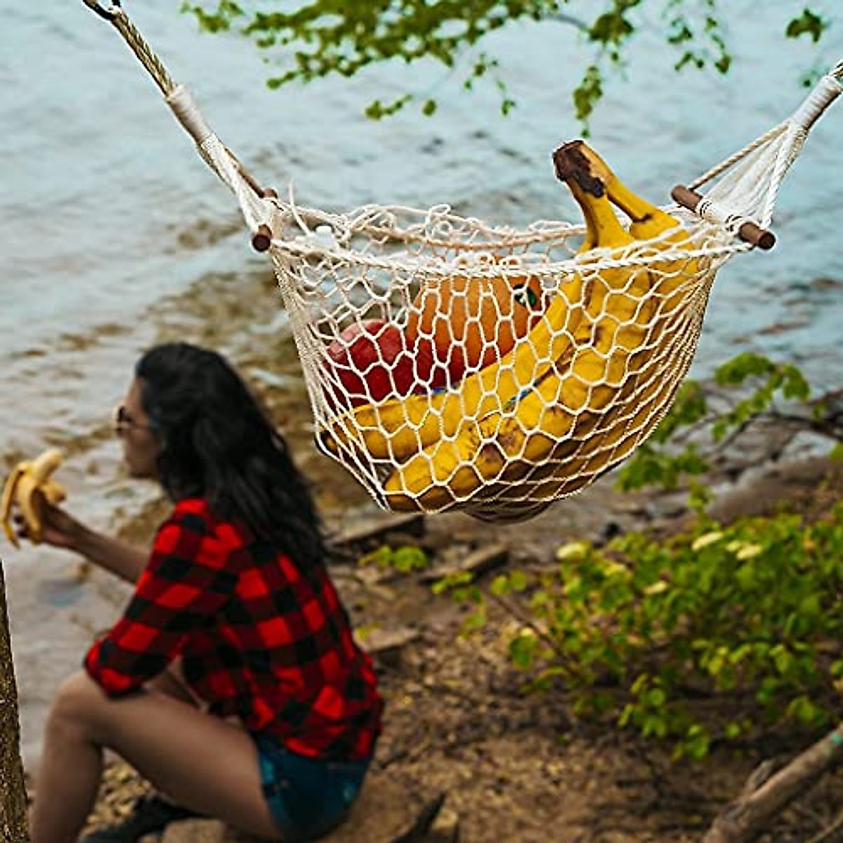Travelers Hammocks Fruit & Vegetable Macrame Hammock, Space Saving Produce Hammock for Boat, Home, RV Storage & Under Cabinet with-Drawstring Closure