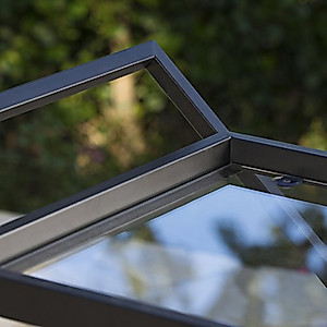 Christopher Knight Home Annika Outdoor Bar Cart with Tempered Glass Shelves, Black Powder Coated Iron