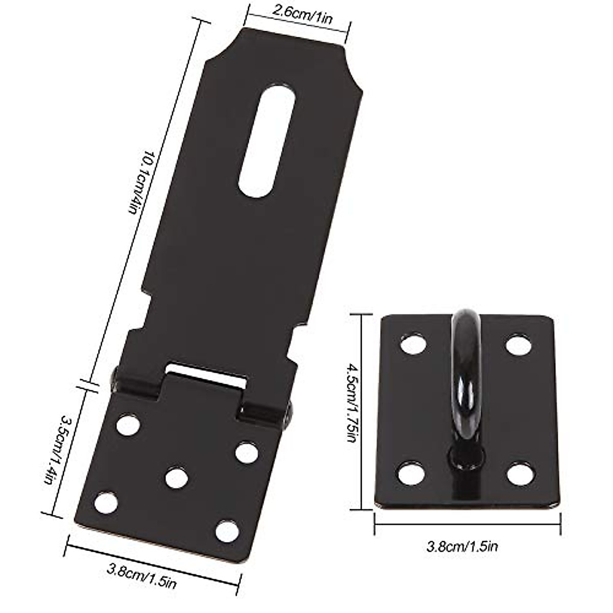 2 Pack 4 Inch Padlock Hasp, 304 Stainless Steel Padlock Latch, Door Clasp Hasp Latch Lock for Door Window Cabinet Pet Cage Toolbox Outdoor Shed, Brushed Finish, Mounting Screws Included, Black