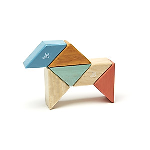 6 Piece Tegu Pocket Pouch Prism Magnetic Wooden Block Set, Sunset