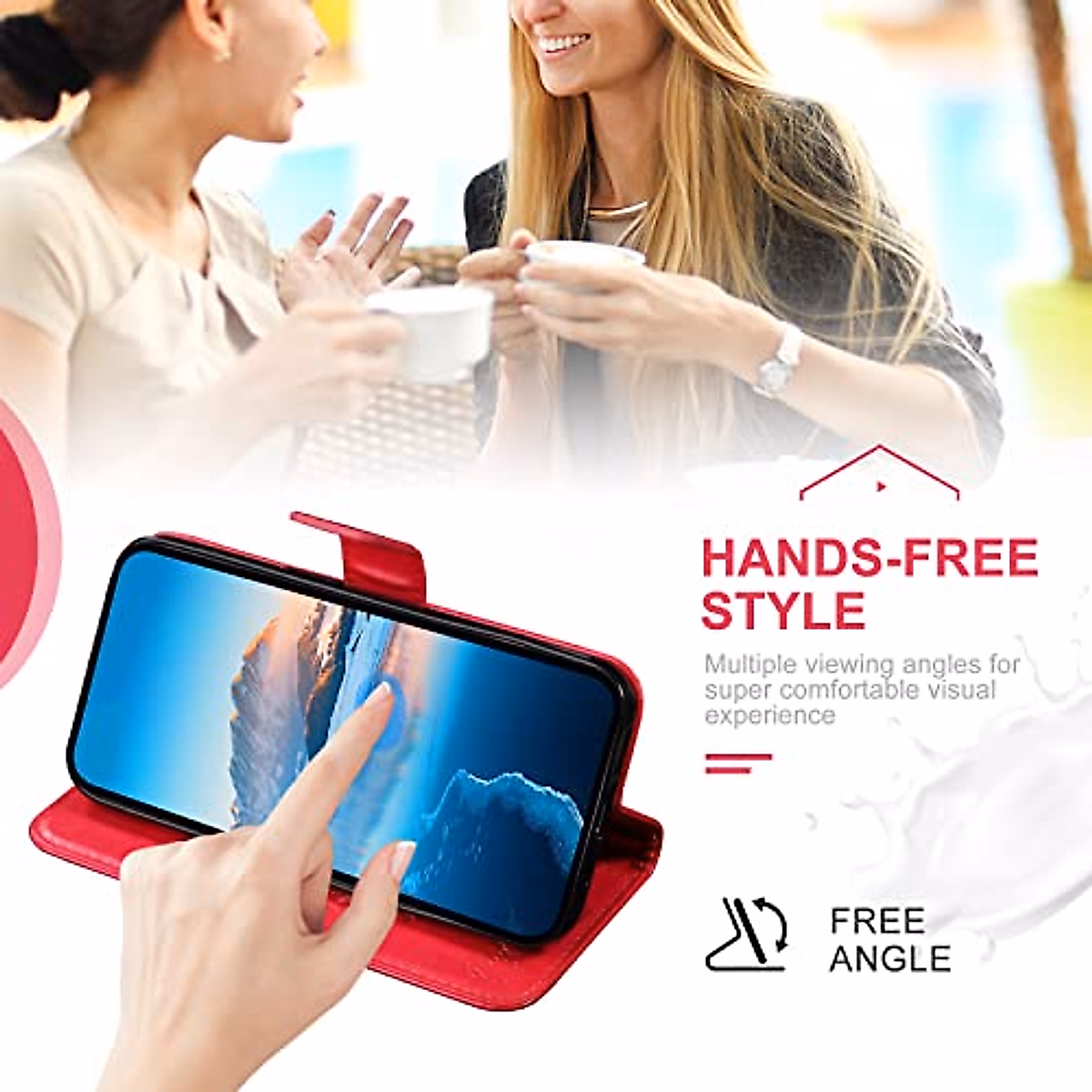 KANVOOS Case for Oppo Reno 6 Pro 5G Wallet Case with Card Holder, PU Leather Flip Folio Case [TPU Inner Shell], Shockproof Cover for Oppo Reno 6 Pro 5G (Rose)