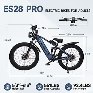 COFANSON 2000W Electric Bicycle for Adults- Moped Style Ebike with 1144WH Battery Pack up to 50 Miles 37MPH, 26" Fat Tire, 7-Speed, 6-Layer Suspension