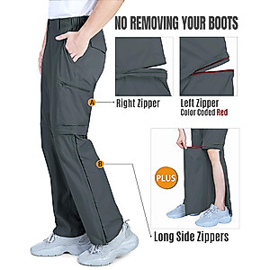 Outdoor Ventures Mens Hiking Pants Lightweight Quick Dry Convertible Pants, Stretch Zip-Off Cargo Pants for Travel Fishing Gery