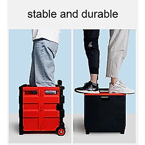 Folding Trolley Cart, Boot Cart with Noiseless Wheel, Foldable Utility Cart Heavy Duty Handcart with Stair Climbing Wheels Portable for Groceries Collapsible Teacher Crate for Office