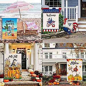 CDLong Gnome Seasonal Garden Flag Set of 12-Vertical Double Sided 12.5 x 18 Inch Yard Flag,Spring Welcome Easter Rustic Flag for Indoor Outdoor Holiday Decorations