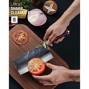 TIVOLI Chopping Knife 7.6-inch Chinese Cleaver Kitchen Knife Professional Chef Knife Japan VG10 High Carbon Steel Full Tang Butcher Cleaver Knife Vegetable Meat Cutting for Home Kitchen Restaurant