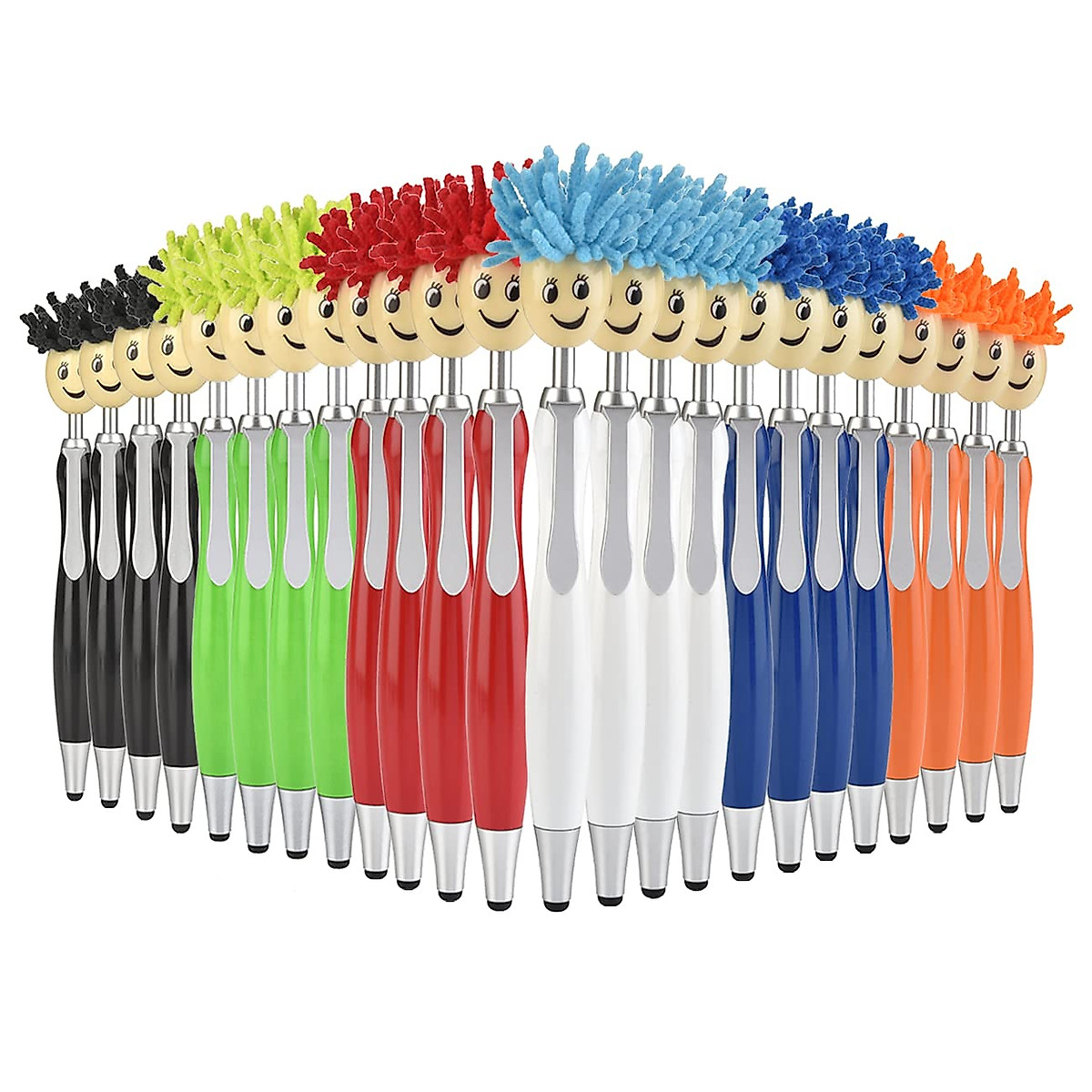 3-in-1 Stylus Pen Screen Cleaner Ballpoint Pen for School and Office Mop Head Pen with Pen Case (24)