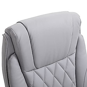 Vinsetto High Back 360° Swivel Ergonomic Home Office Chair with Flip Up Arms, Faux Leather Computer Desk Rocking Chair, Grey