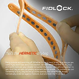 FIDLOCK Hermetic Dry Bag Maxi - Flexible Magnetic Self-Sealing Bag for Cellphone | 100% Waterproof and Sand Proof - Practical Size with a Large Opening, with Lanyard included - Orange Transparent