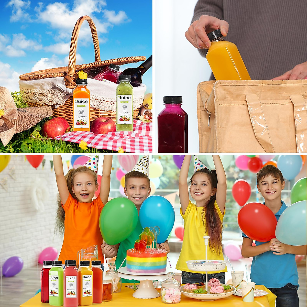 DEPEPE 16 Pack 16oz Plastic Juice Bottles, Reusable Juicing Bottles with Caps, Empty PET Juice Bottle with Lids for Juicing, Smoothies, Drink, Water Containers