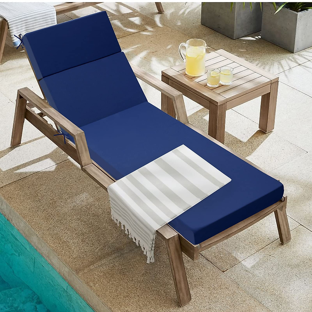 idee-home Chaise Lounge Cushions Outdoor, Lounge Chair Cushion 80in.L x 26in.W x 3in.D Patio Cushions for Outdoor Furniture Waterproof for Lawn Pool