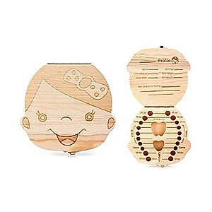 Baby Tooth Box and Tooth Holder, Baby Keepsake Gift Boxes and Tins Tooth Fairy Box Special for Kids Keepsake Childhood Memories Lasting (Girl)