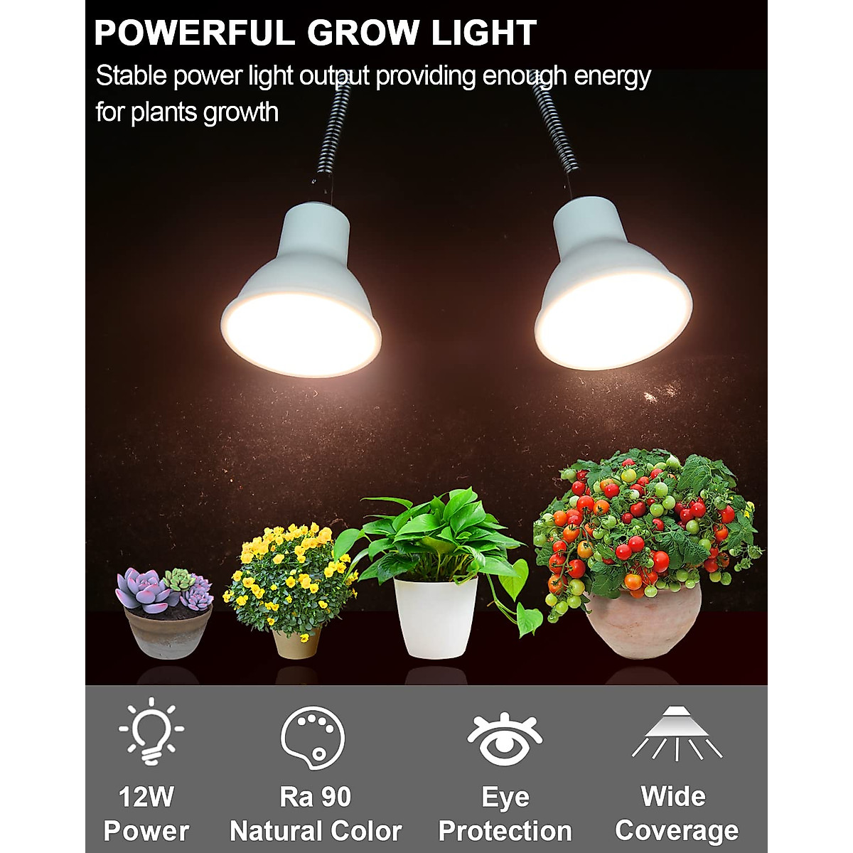 DOMMIA Plant Light for Indoor Plants, Full Spectrum Grow Lights for Indoor Plants, Brightness Led Grow Lights for House Plants, Plant Growing Lamps for Indoor Growing