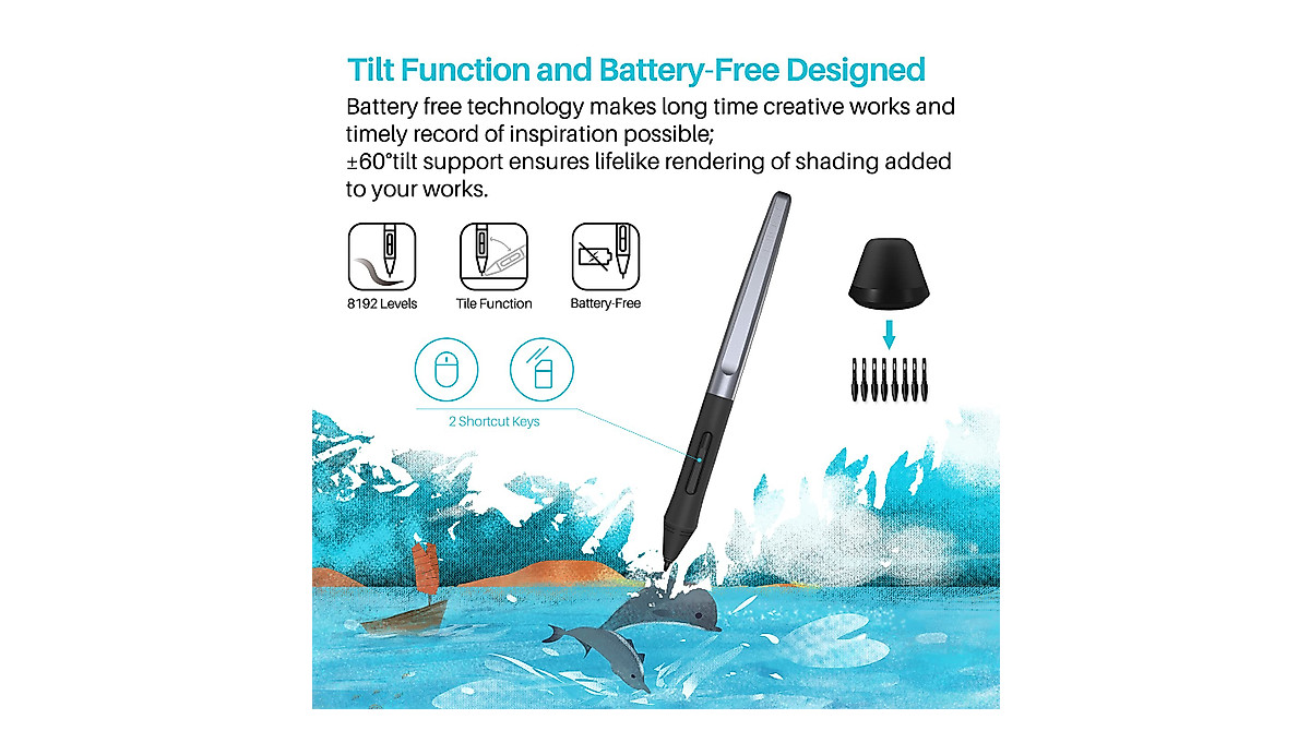 HUION H610 Pro V2 Drawing Tablet: Android, Tilt, 8192 Pressure
