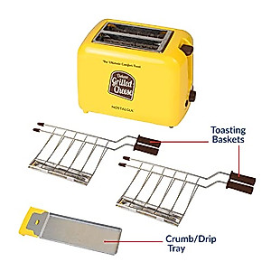 Nostalgia GCT2 Deluxe Grilled Cheese Sandwich Toaster with Extra Wide Slots, Yellow