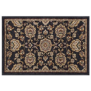 Charlotte Traditional Oriental Black Scatter Mat Rug, 2' x 3'