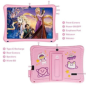 WeTap Kids Tablet Android Tablets丨Android 11 Tablet for Kids 2+32 GB Toddler Tablet 1024x600 IPS Touch Screen Dual Camera WiFi 5.0 Parental Control with Kid-Proof Case (Pink)…