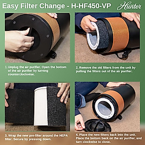 Hunter Fan Company H-HF450-VP Replacement Value Pack for Hunter HP450UV Series Air Purifier Filter, 3 Piece Set, White