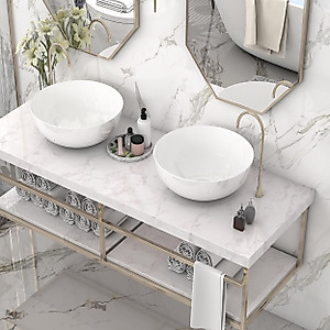 Docoper Marble Wallpaper White Peel and Stick Wallpaper Self Adhesive Removable 15.7”x78.7” Granite Contact Paper for Countertops Waterproof Drawer Liner Countertops Cabinet Bedroom Renter Friendly