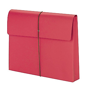 Smead Colored Expanding File Wallet with Flap and Cord Closure, 2" Expansion, Letter Size, Red, 10 per Box (77205)