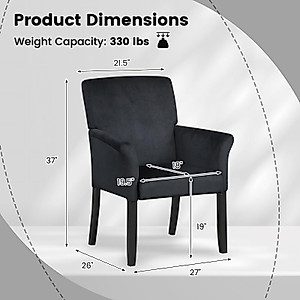 POWERSTONE Executive Accent Chair Fabric Guest Chair Office Chair Reception Waiting Room Armchair with Wooden Legs Single Sofa Home Theater Seating 2pcs, Black