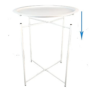 GadnRm Side Table, Outdoor Side Table ， Sofa End Table Indoor Accent Table Round Metal Coffee Table ，Waterproof Removable Tray Table