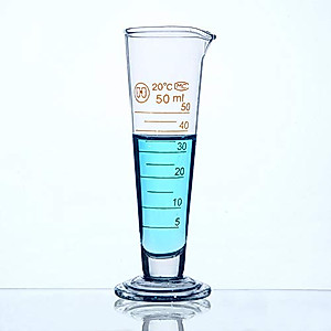 Professional Lab Graduated Measuring Cup Glass Conical Beaker with Spout 50ml Lab Measuring Glass Boro 3.3 Heat Resistant Thicken Glassware (50ml)