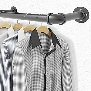 PNBO Wall Mounted Clothes Rack 72" Set of 2,Industrial Pipe Clothing Rack Wall Mounted Max Load 135Lb,Wall Mounted Garment Rack Space-Saving,Clothes Hanging Rod Bar Multi-Purpose Hanging