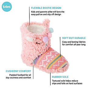 Totes Bootie Slippers, Childrens Llama, US 1-13 Unisex Little Kid