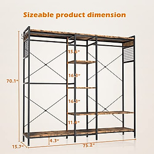 heodmaem Reversible Free Standing Closet Organizer, Heavy Duty Clothes Rack for Hanging Clothes, Corner Closet Shelves, L Shape Garment Rack with Shelves