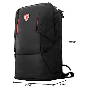 MSI Urban Raider Gaming Laptop Backpack, Quick Access, Padded Mesh, Lightweight Polyester Exterior, Fits Up to 17" Laptop, Water Repelent IPX-2, Medium