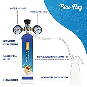 BLUE FLAG Nitrous Oxide Pressure Regulator Pressure Reduction Valve, for 580G, 615G, 1.5L, 2.2L, 3.3L Cream Charger Cylinder