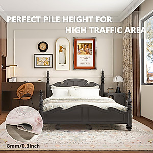 auruge Area Rug - Vintage 8x10 Non-Slip Backing Area Rugs Light Pink Soft Faux Wool Carpet Foldable & Machine Washable Rugs for Living Room Bedroom Dining Room Nursery Home Office