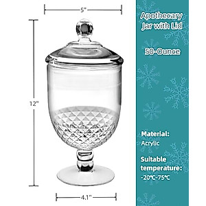 Moflekja Apothecary Jar with Airtight Lid in Premium Acrylic Plastic, Decorative Weddings Candy Buffet, Elegant Storage Jar, 50-Ounce