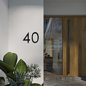 12 Inch Modern Floating House Numbers for Outside | Large Metal House Numbers for Outdoors | Black Coated Rust-Proof Home Address Numbers/Plaques | Metal Numbers