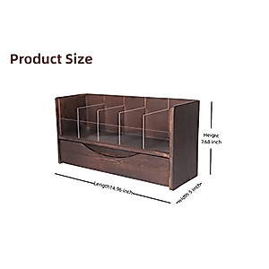 Wooden Tea Caddy Tea Bag Holder Kitchen Storage for Spice Bags and Sugar Packets Tableware with Slide-out Drawer Supports Multi-level Expansion (Double-drawer design)