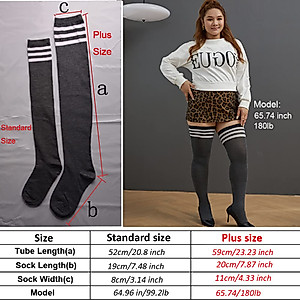 YELAIVP Women's Plus Size Thigh High Socks Extra Large Stripe Over Knee High Stockings for Women