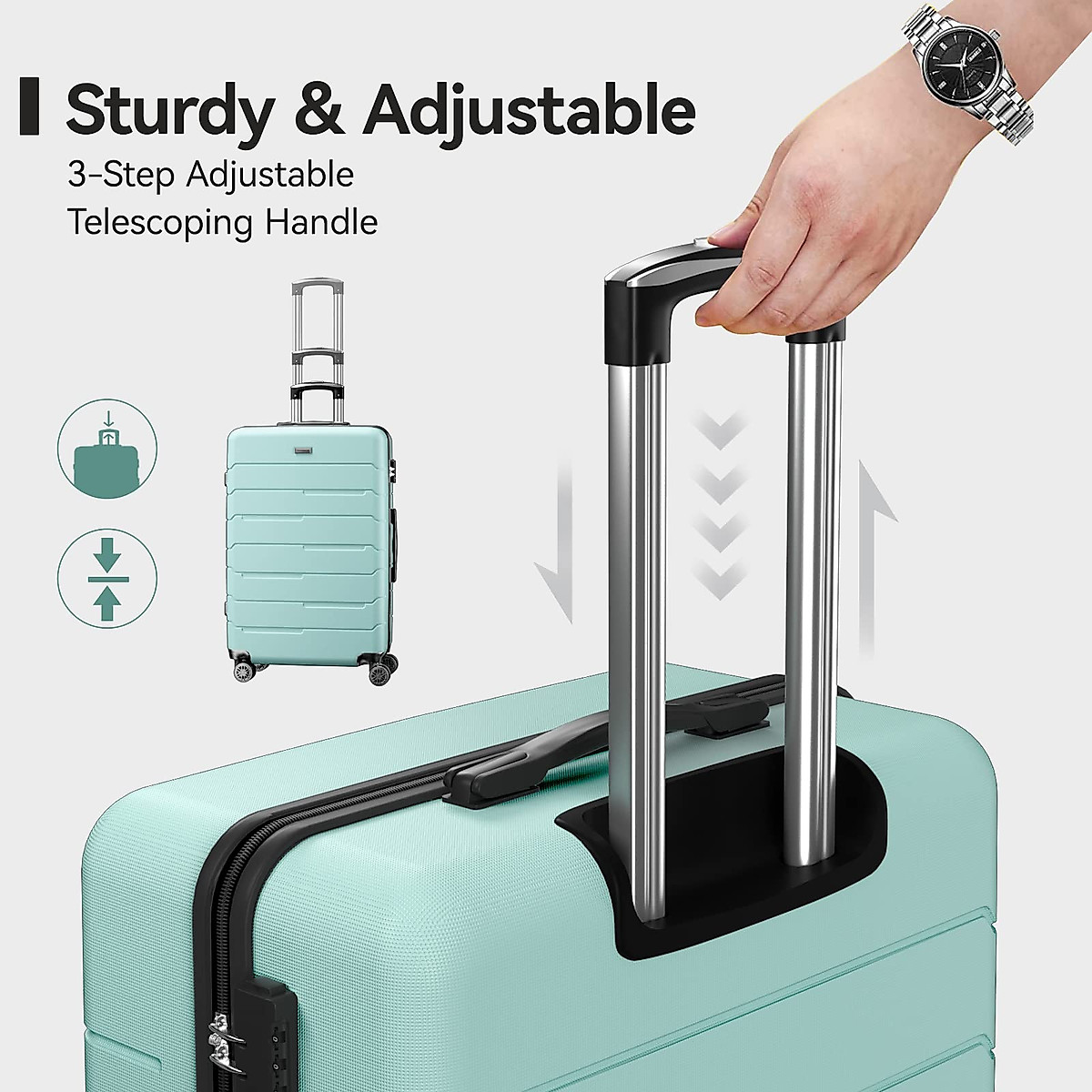 Strenforce Luggage Sets 20/24/28 inch Lightweight Suitcase Sets with Double Spinner Wheels TSA Lock For Travel Trips, mint green