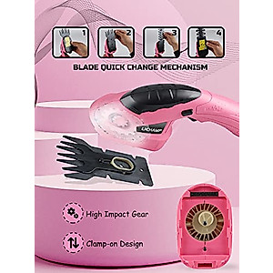 Lichamp 2-in-1 Electric Hand Held Grass Shear Pink Hedge Trimmer Shrubbery Clipper Cordless Battery Powered Rechargeable for Garden and Lawn, CGS3601PK Pink